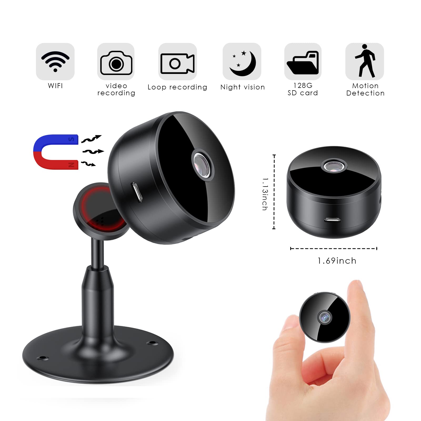 Laboom Mini Spy Camera WiFi Hidden Cameras Wireless HD 1080P Spy Cam Tiny Small Portable Camera with Cell Phone app, Night Vision and Motion Detection Nanny Cam