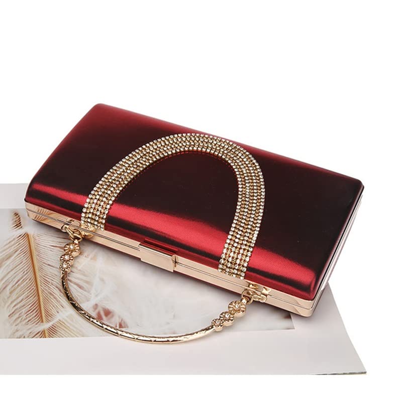 KLHDGFD Ladies Evening Party Hand Bag Wedding Party Rhinestone Purse and Tote PU Leather Chain Shoulder Bag (Color : E, Size : As Shown)