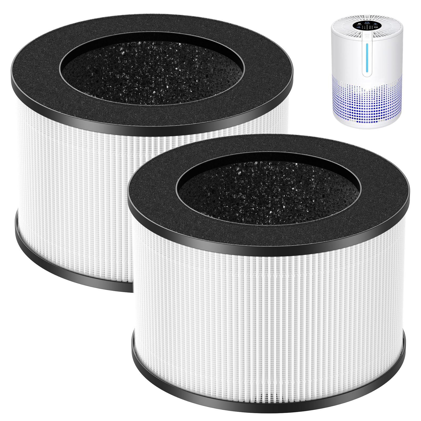 M01 Air Filter Replacement for MOOKA M01 Air Puri-fier, H13 True Hepa Filter, 3-Stage with Activated Carbon, 2 Pack