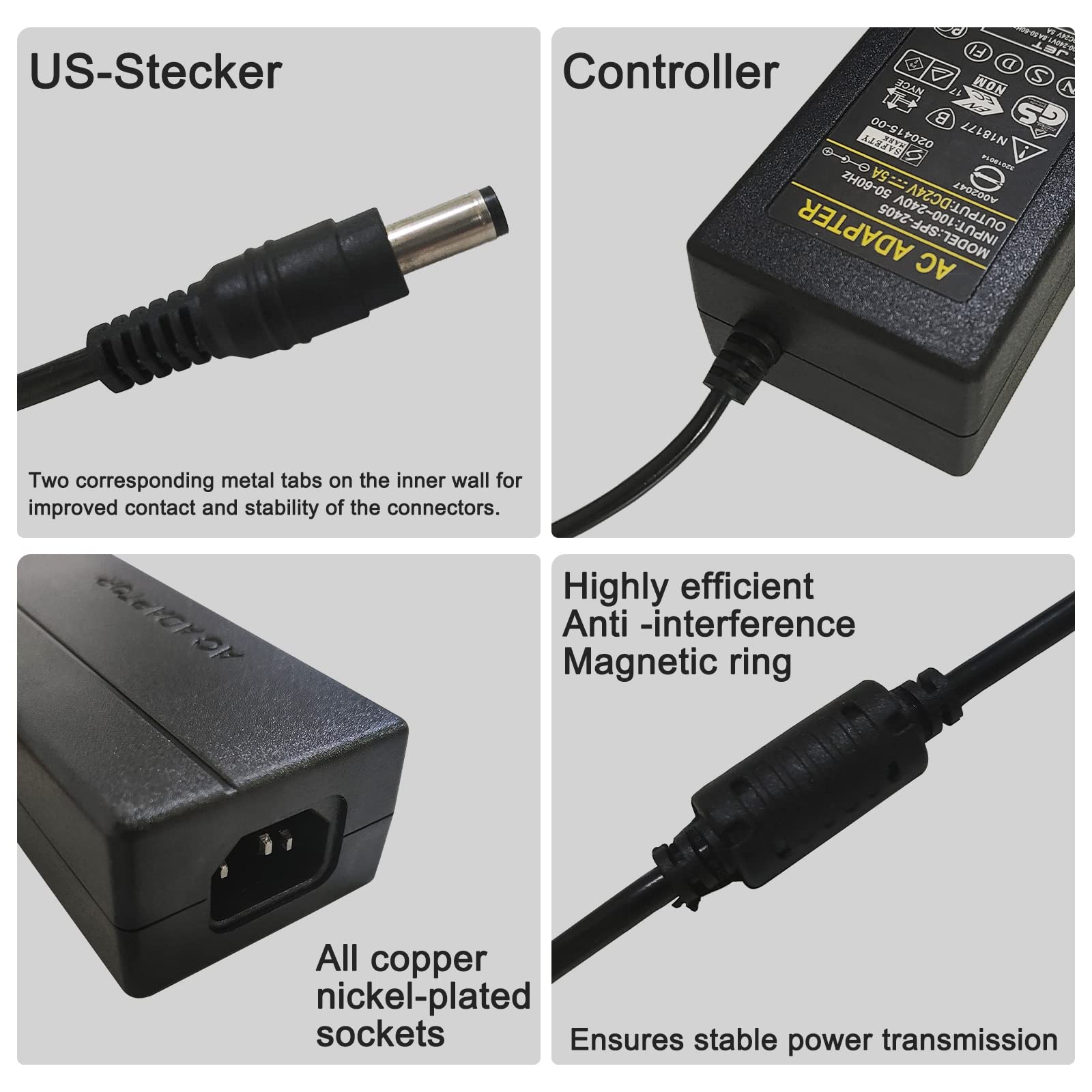 MALIGAZA 24V 5A Power Supply, Max 120W LED Driver Adapter Plug Transformers 100V~240V AC to DC Converter for 5050 3528 LED Strip Light 3D Printer CCTV Security System LCD Monitor