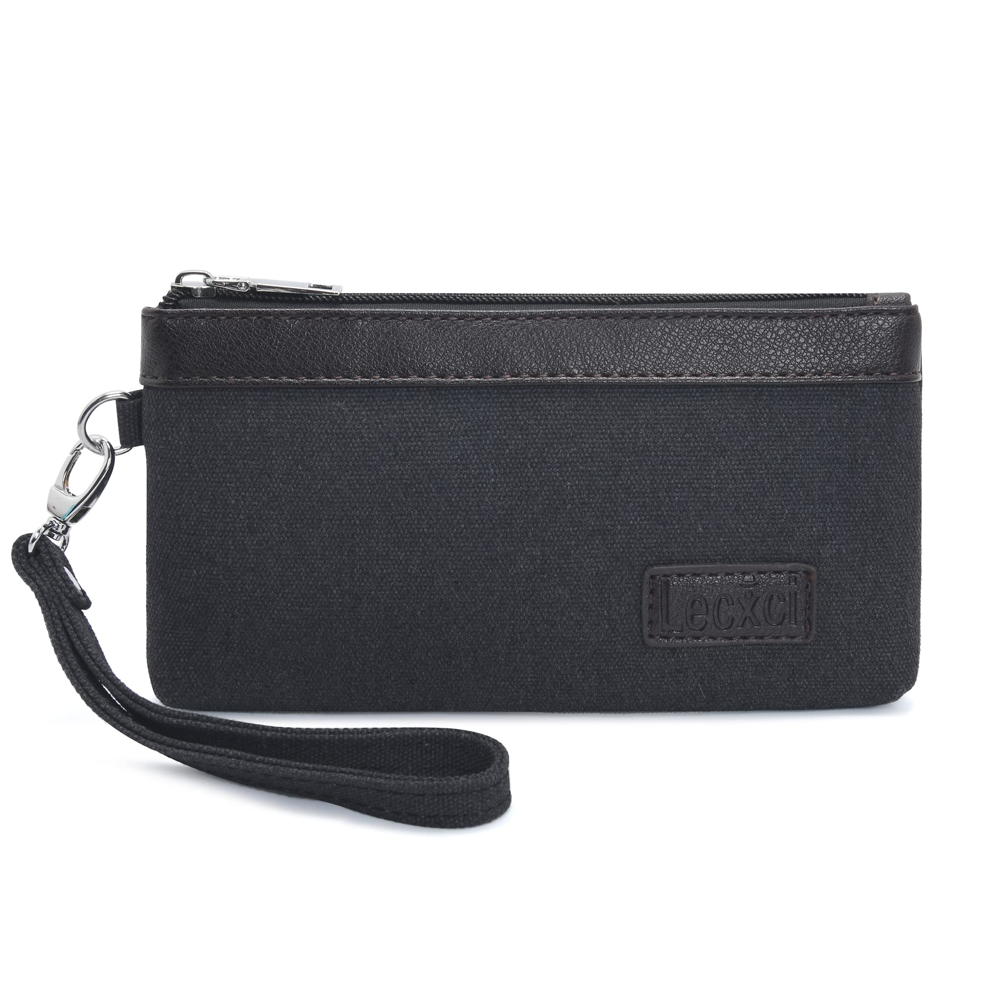 Lecxci Canvas Women's Wristlet Clutch Wallet Purse Cell Phone Wallet Handbag With Wrist Strap (Laser Style-2)