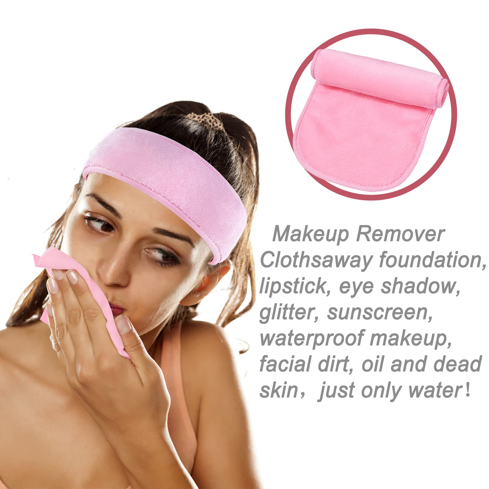 Makeup Remover Towels 4Pcs-Reusable Microfiber Makeup Remover Face Wash Cloths for Mascara, Eyeliner,Foundation, Lipstick, Etc.