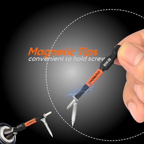 Metric & SAE Hex Head Allen Wrench Drill Bit Set,TEKPREM 20-Piece 1/4 inch Magnetic Tip Hex Screwdriver Bit Set with Rubber Strip and Storage Box, S2 Steel & 2 inch Long