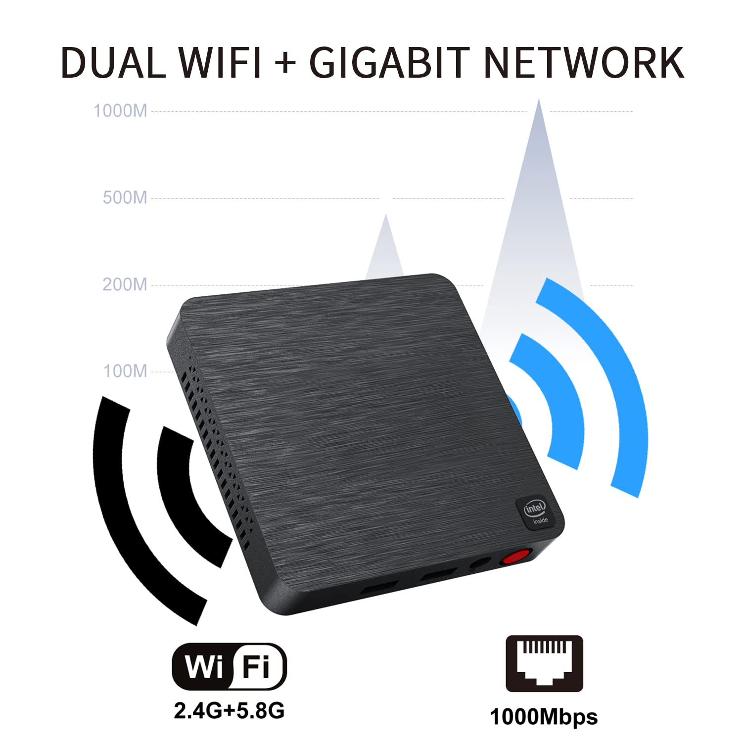 Mini PC Windows 10 Celeron N3350 up to 2.4GHz Mini Desktop All in one Computer for Home Office Study Gaming 4GB LPDDR3 64GB eMMC 4K HD Image Dual HDMI 2.4G 5.8G WiFi5 BT4.0 Gigabit Ethernet USB 3.0