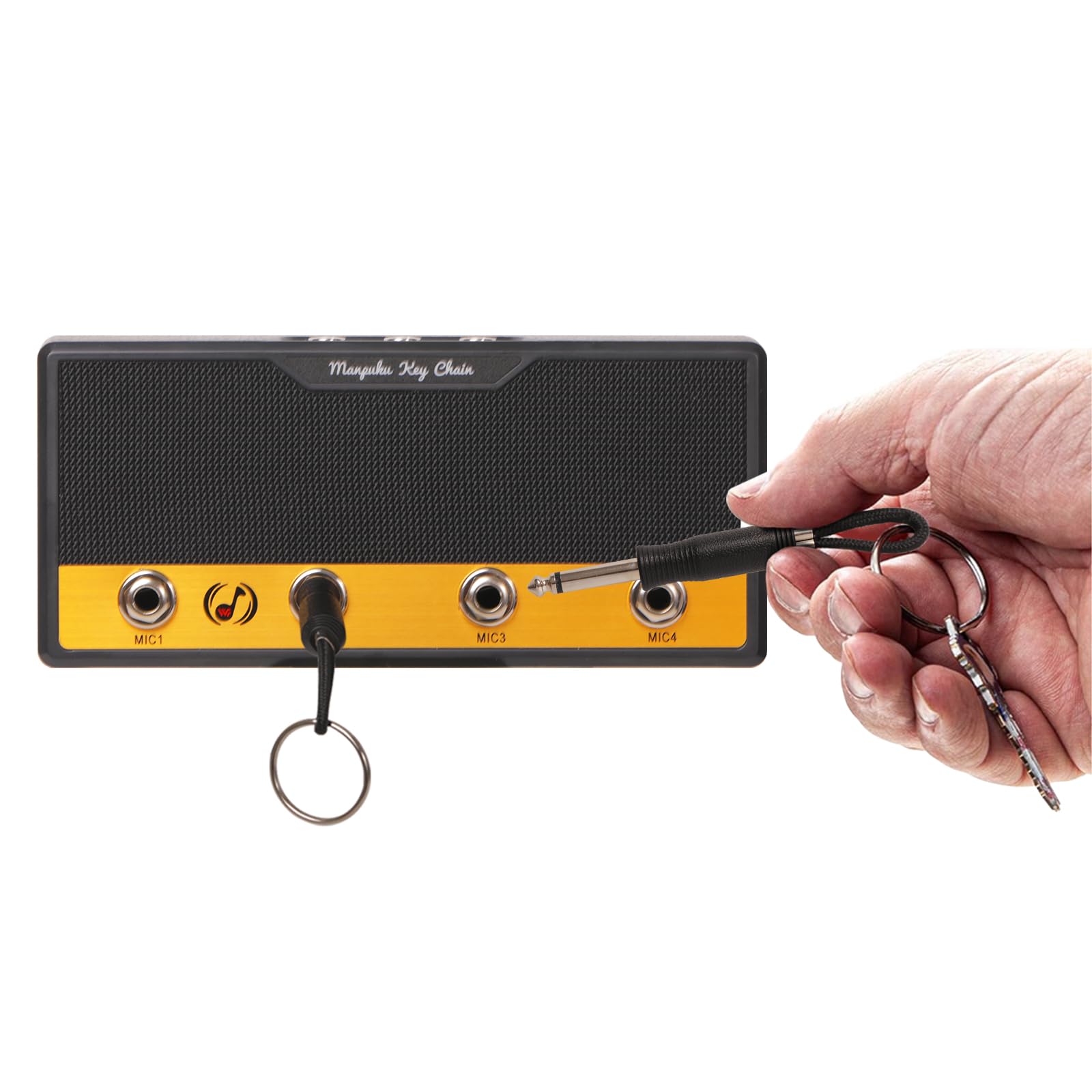 Musical Key Holder for Wall,Guitar Amp Key Holder Wall Mount,Wood Key Storage, for JCM800 Key Rack Hook Includes 4 Guitar Plug Keychains and 1 Wall mounting kit (Black3)