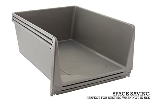 Organize Your Home Stackable Storage Containers with Open Front, 3 Pack, Great Organizing Bins for Pantry, Closet, Bedroom, and all Storage, Grey, 15.2β x 10.6β x 6.0β