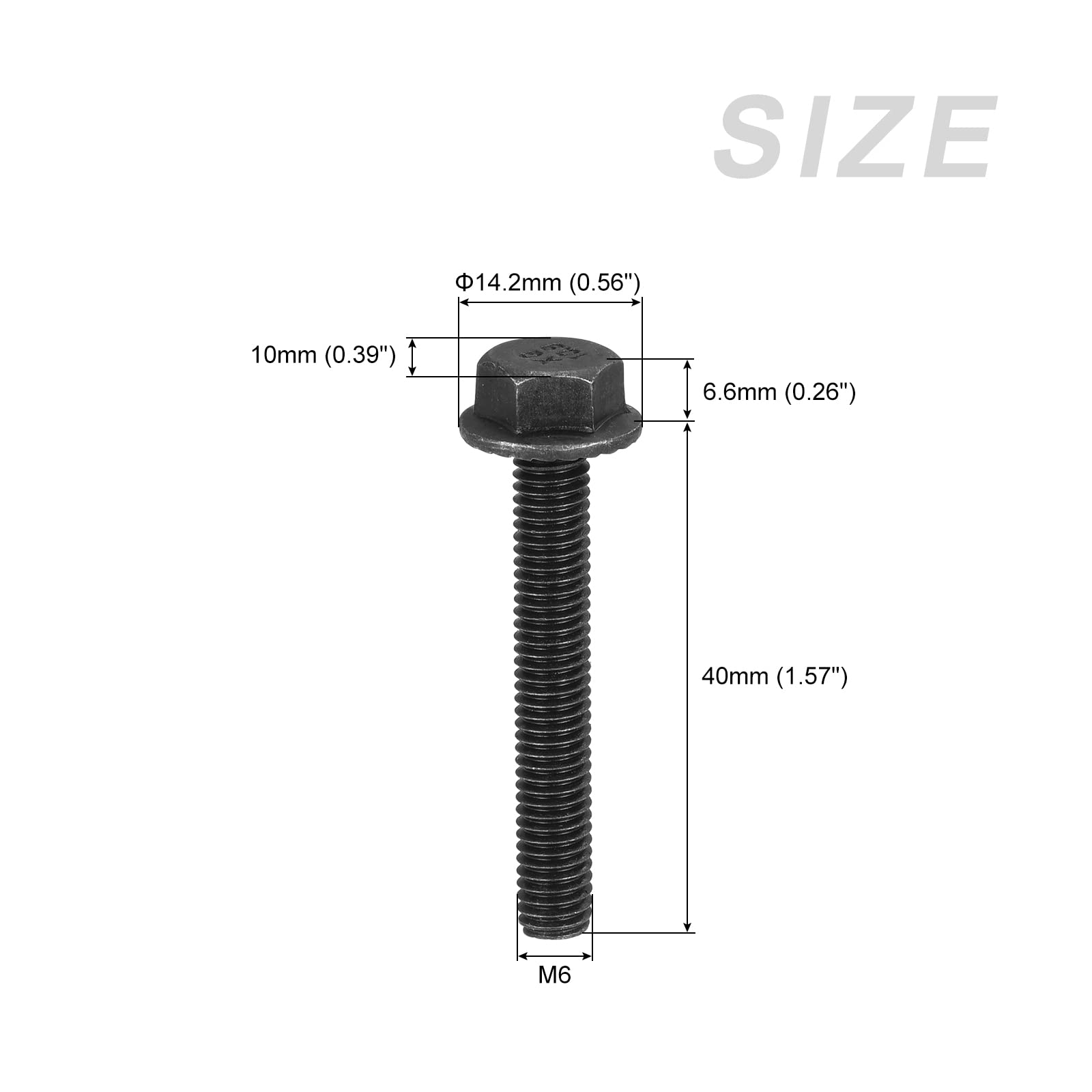 METALLIXITY Flanged Hex Head Bolts (M6x40mm) 15pcs, Hexagon Serrated Flange Bolt Half Thread Screw - for House Construction Hardware Fasteners