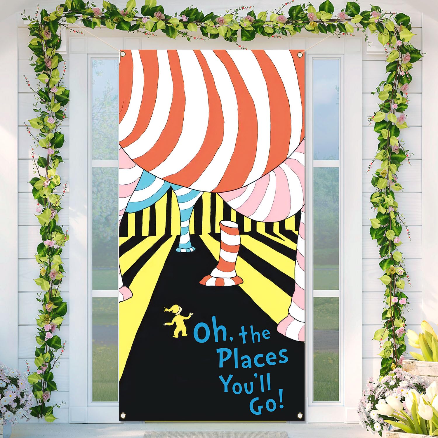 Oh The Places You'll Go Door Cover Graduation Travel Party Decor Front Door Porch Banner Photography Decoration