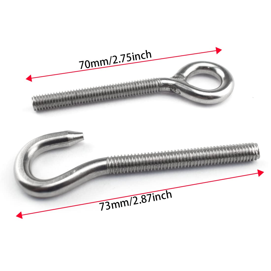 M6 Stainless Steel Ring Eyebolts and Bolt Hooks, Welded Closed Liftinglengthen Screw Bolts with Nuts and Washers for Indoor and Outdoor Use - 4PCS (M6)