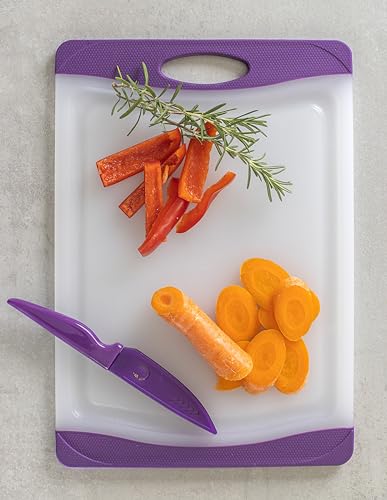 KitchenCraft CWBOARD350PUR Colourworks Polyethylene Reversible Cutting Board, 36.5 x 25 cm - Purple