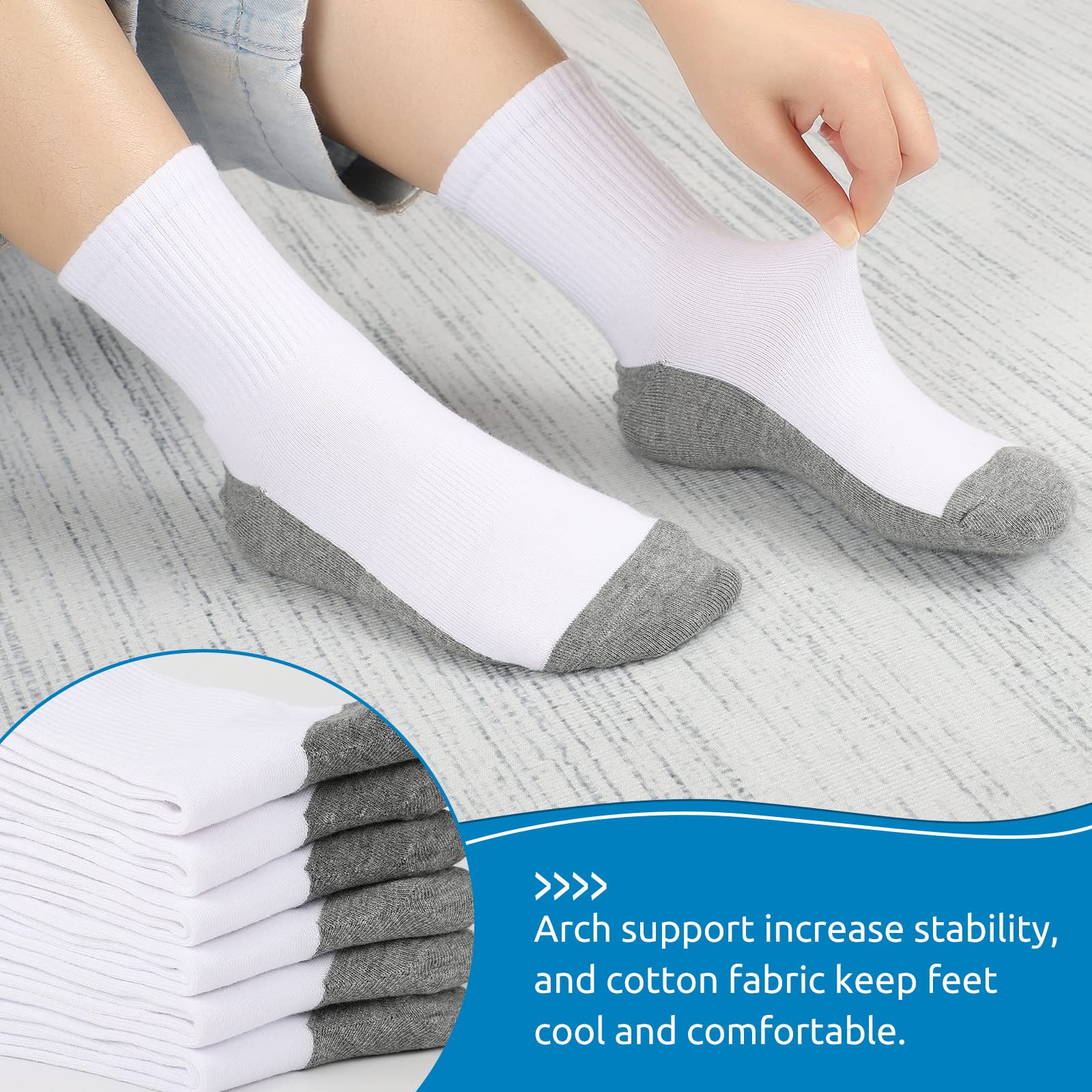 KEREDA Boys Girls Cushioned Crew Socks Athletic Training Socks for Active Kids 6 Pairs 7-10 Years Multicolor 2