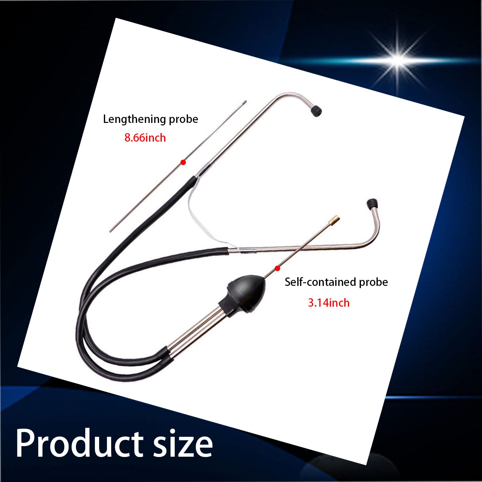 jeseny 1 PC Mechanics Stethoscope Set, Auto Stainless Steel Mechanics Cylinder Stethoscope Car Engine Diagnostic Tool Hearing Tool with 210mm Extended Probe (Black #1)
