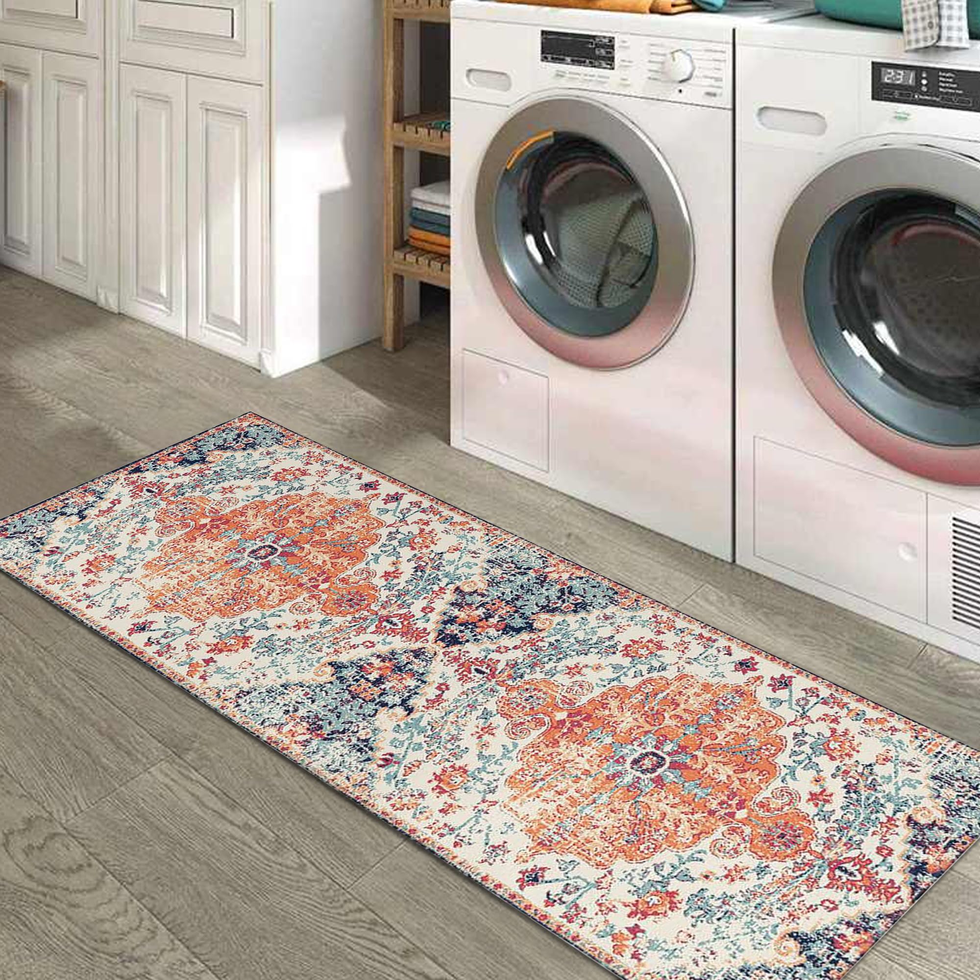 Ideasonna Boho Kitchen Rug Mat Country Rustic Farmhouse Kitchen Rugs Sets of 2 Washable Non-Slip Kitchen Floor Mats for in Front of Sink Boho Kitchen Decor