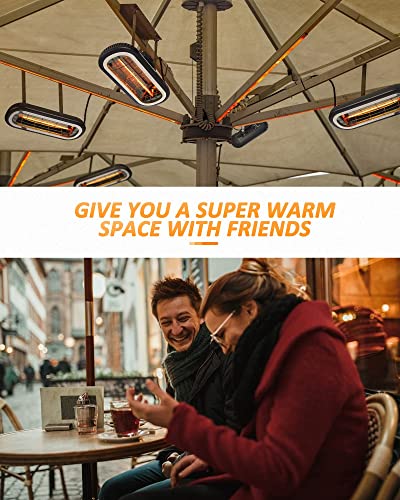 KUTON Outdoor Electric Heater, 1500W Infrared Patio Heater, Standing Indoor Heater with Telescopic Tripod, Tip-Over & IP65 Waterproof For Garage Backyard, Angle Adjustable, YD-SH-B