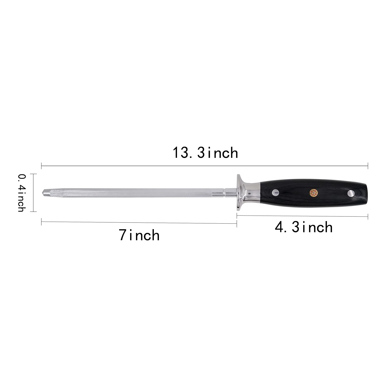 Ketuo Professional Chef Knife Damascus Carbon Steel with Laser Pattern Blade and Black Pakka Wood (Sharpener Rods)