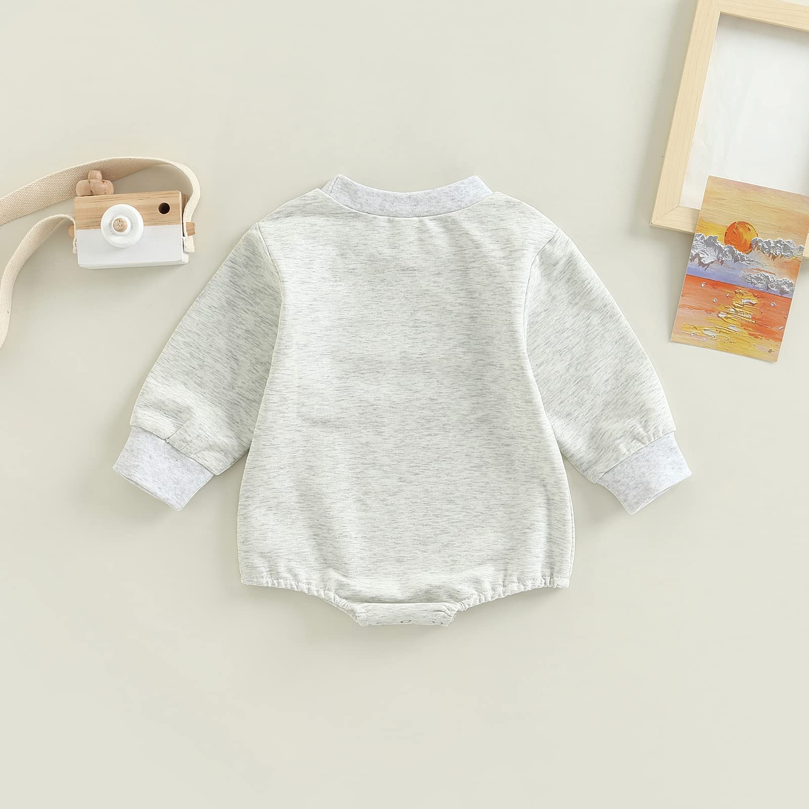 Lamuusaa Newborn Baby Girl Boy Outfits Football Crewneck Sweatshirt Romper Bodysuit Oversized Sweater Fall Tops