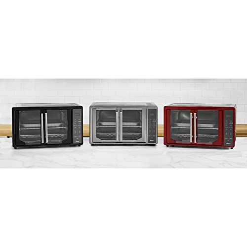 Oster Extra Large Single Pull French Door Turbo Convection Toaster Oven w/ 2 Removable Baking Racks, 60-Minute Timer, & Adjustable Temperature, Black