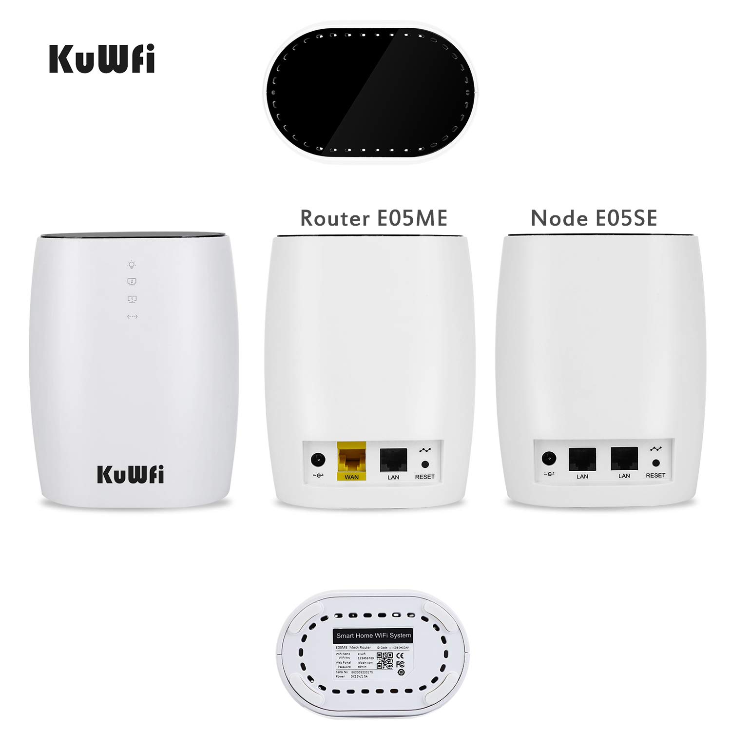 KuWFi Bundle of Goods 4G LTE Mobile WiFi Hotspot and Whole Home Mesh WiFi System 3-Pack