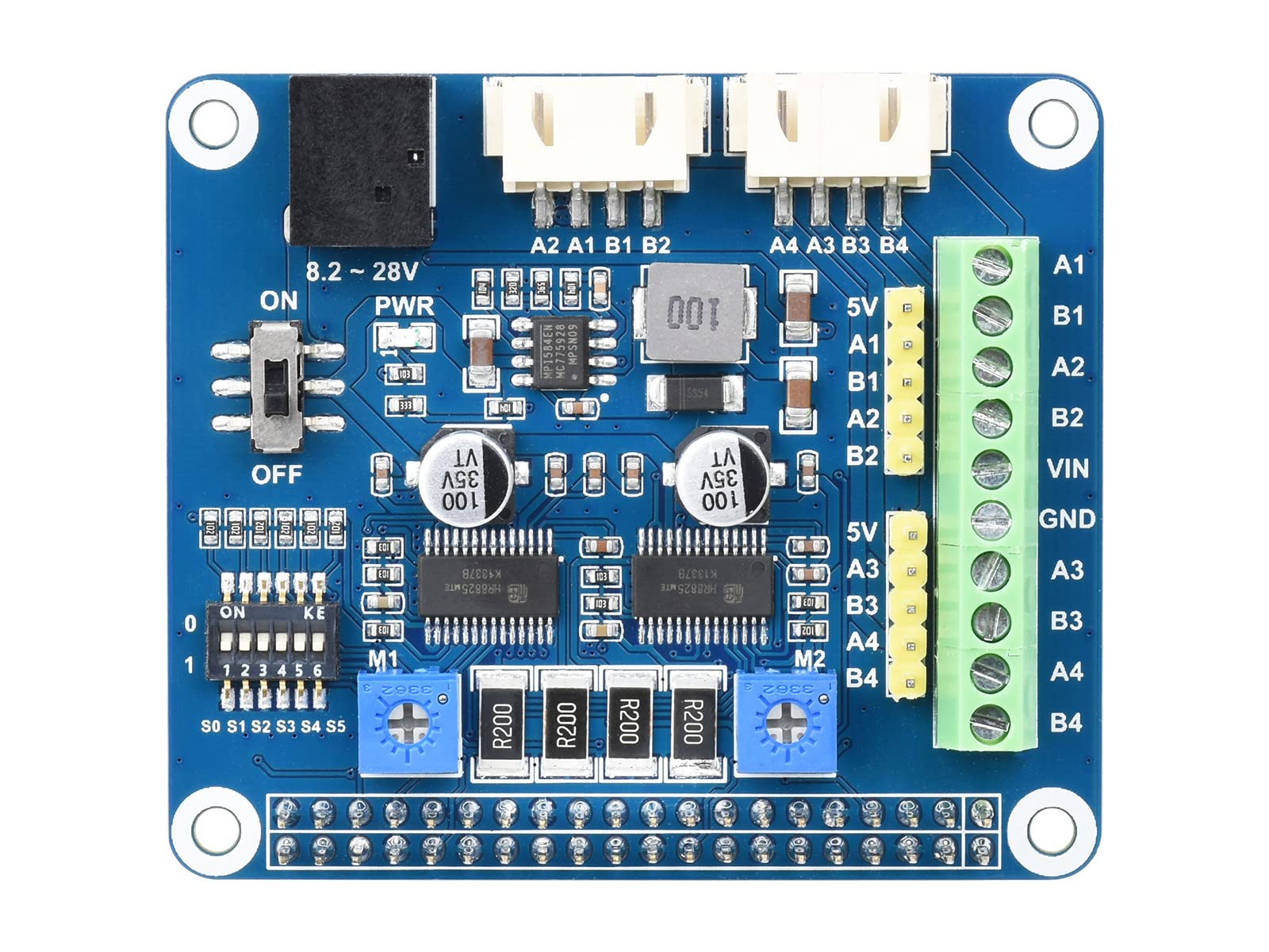NGW-1pc HRB8825 Stepper Motor HAT Compatible with Raspberry Pi Drives Two Stepper Motors Up to 1/32 Microstepping