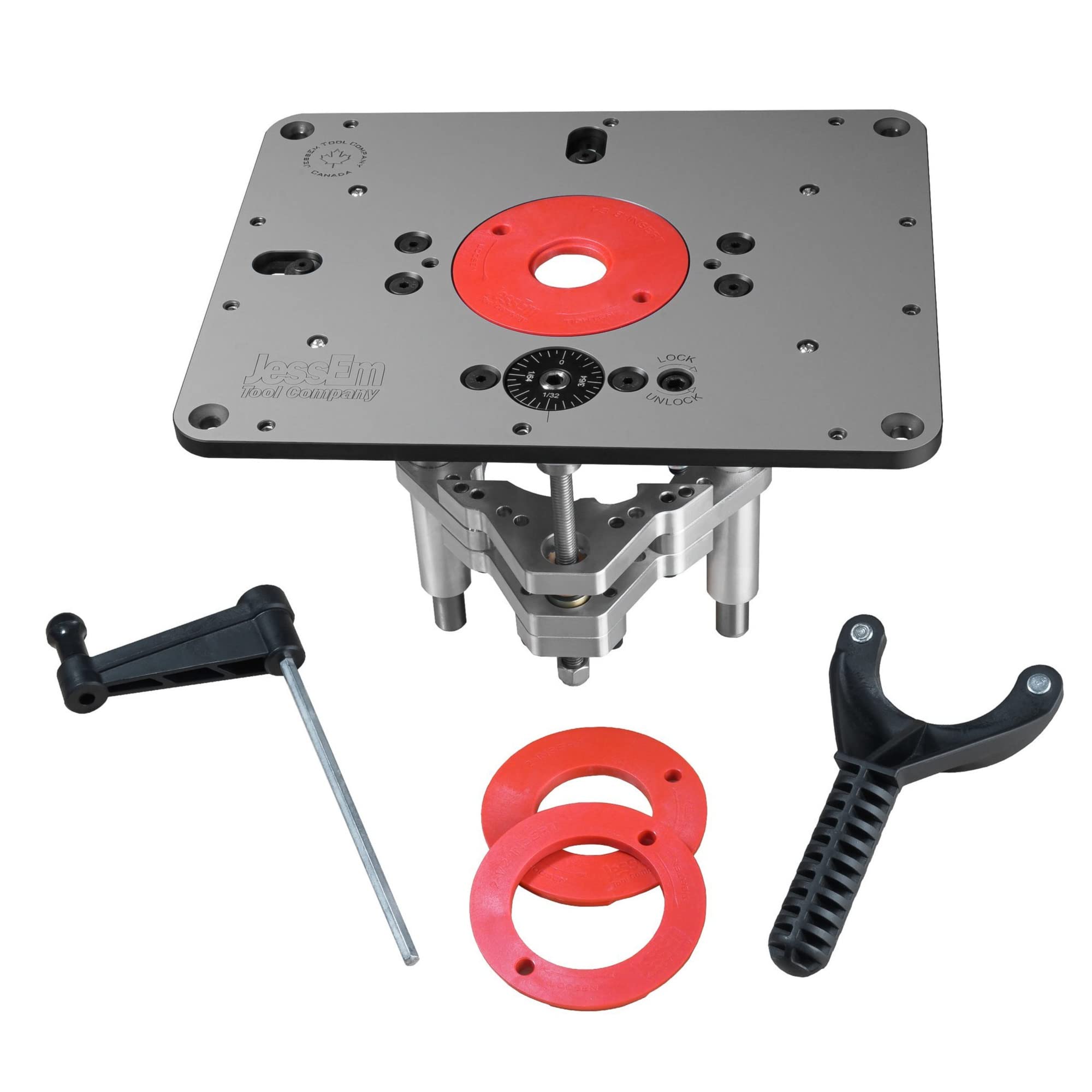 JessEm 02310 Rout-R-Lift II Router Lift for 3-1/2'' Diameter Motors with GRR-RIPPER2 Go Push Block (2 Items)