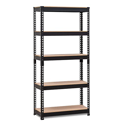 LOOMLO 5-Tier Metal Shelving Unit Adjustable Garage Storage Utility Rack , Heavy Duty Shelves Organization, Easy to Assemble, Highly Adjustable Shelf