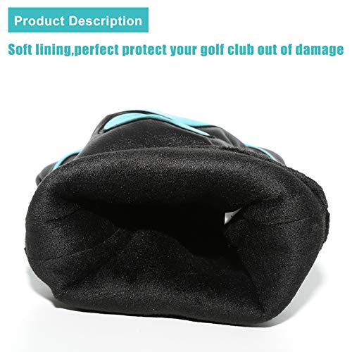 Korea Style Golf Driver Head Cover Headcover Black, Synthetic Leather Golf Club Cover for Driver 460cc for Taylormade, Ping, Mizuno