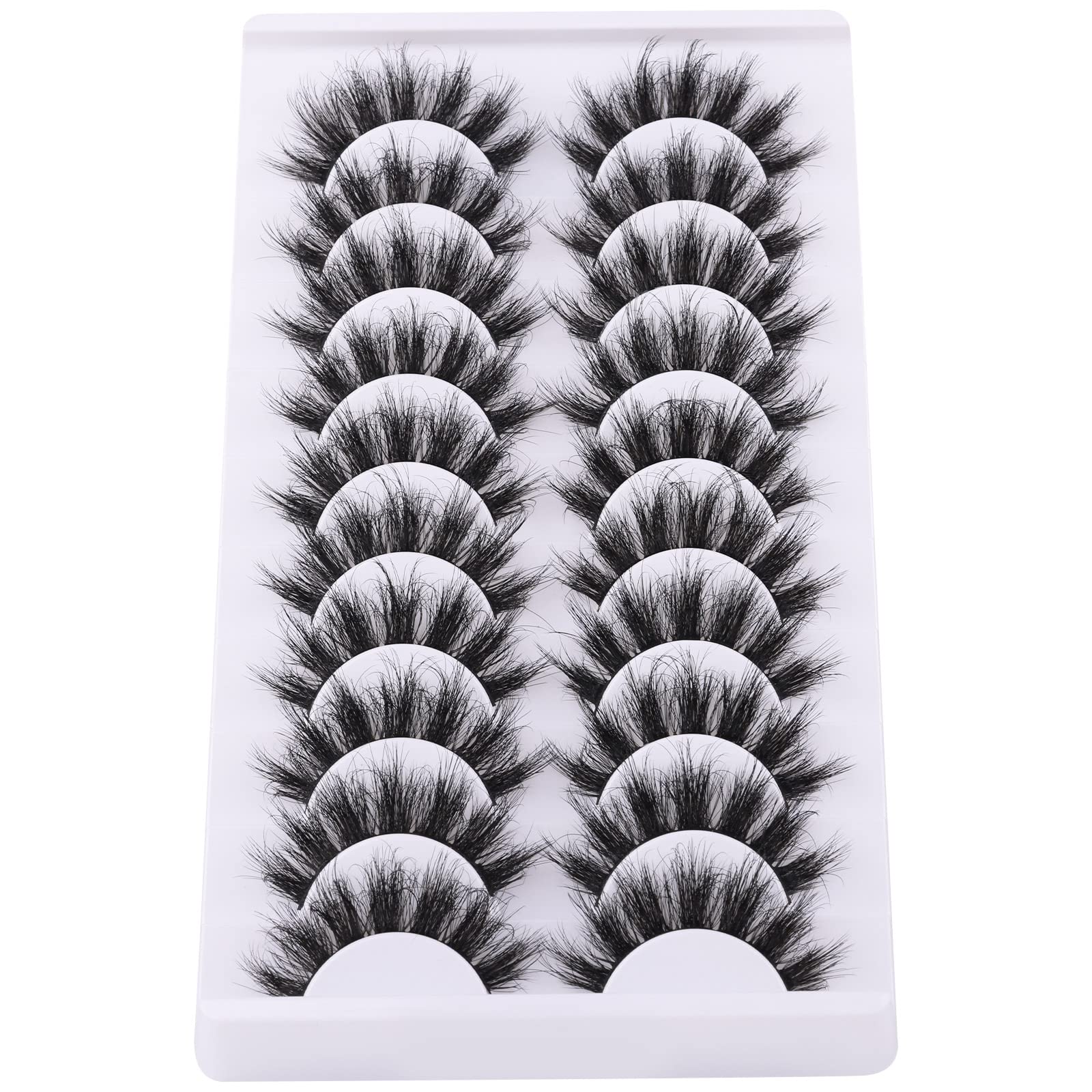 Mink Lashes Fluffy Eyelashes Natural 6D D Curl False Eyelashes Thick Full Eye Lashes Wispy Soft Handmade Reusable Lashes Pack