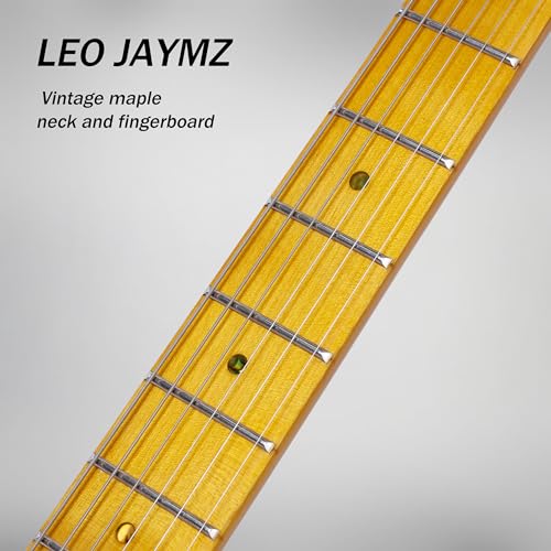 Leo Jaymz ResonanceX Pro Electric Guitar with Flame Maple Top - High Gloss Mahogany Body and Hard Maple Neck - High Transparent Acrylic Pickguard - Highly Output Alnico V Pickups