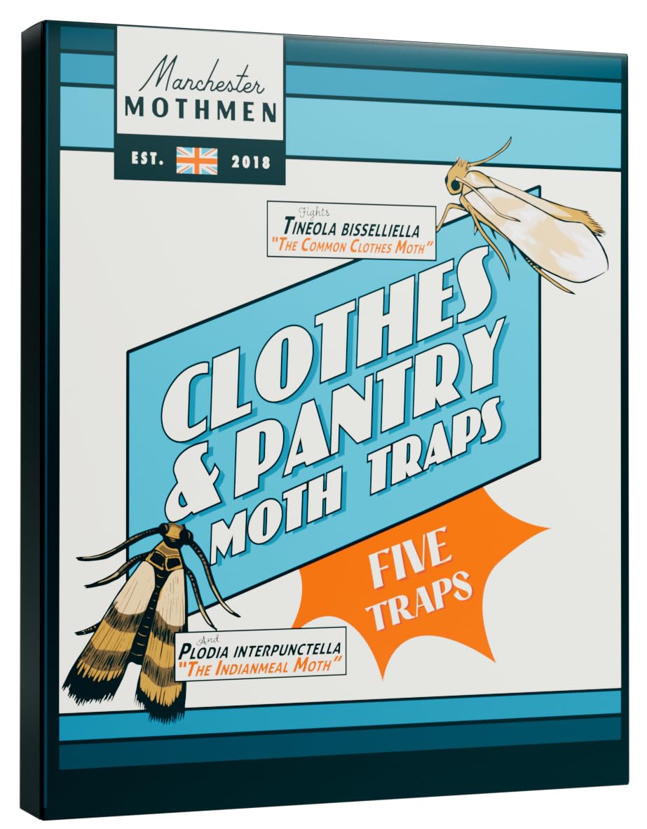 Manchester Mothmen 2-in-1 Clothing & Pantry Moth Traps for House | 5-Pack Moth Killer Indoor for Clothes, Closets & Kitchen | Indian Meal Moth Trap with Clothes Moth Pheromones