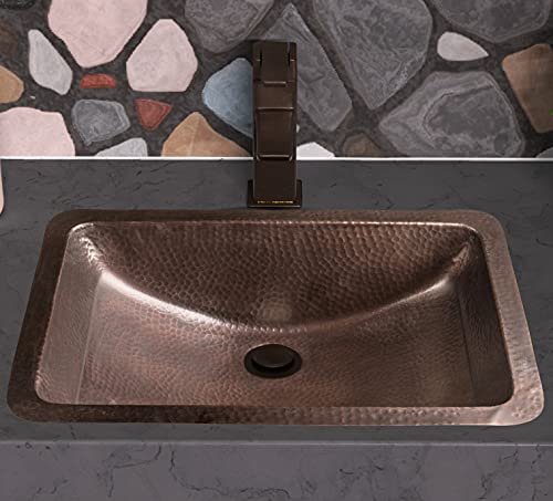 Monarch Abode 17095 Hand Hammered Venetian Dual Mount Bathroom Vanity Sink, 21 Inches, Pure Copper
