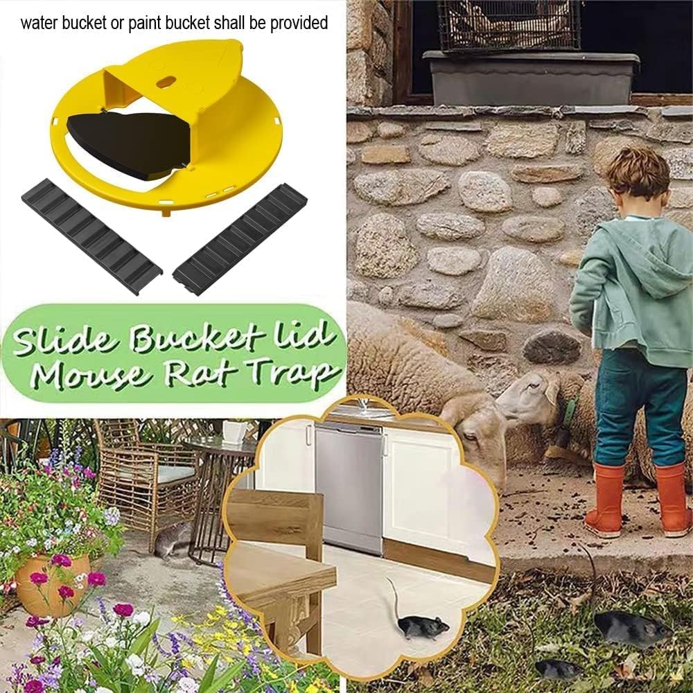 Mice Mouse Trap Bucket Flip Lid,Mouse Trap Bucket Indoor Outdoor,Humane Mouse Trap,Mouse Trap Bucket Lid Auto Reset | 5 Gallon Bucket Compatible | Mouse Trap Bucket Lid (1 Pack)
