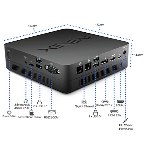 MINIX NGC-7 Pro Mini PC i7-10510U,16GB/512GB M.2 NVMe SSD Windows 11 Pro Mini Computer, Triple 4K @ 60Hz Display/HDMI 2.0/ USB-C/DP/2xGigabit Ethernet/4USB 3.1. Support 4G LTE, Auto Power On.