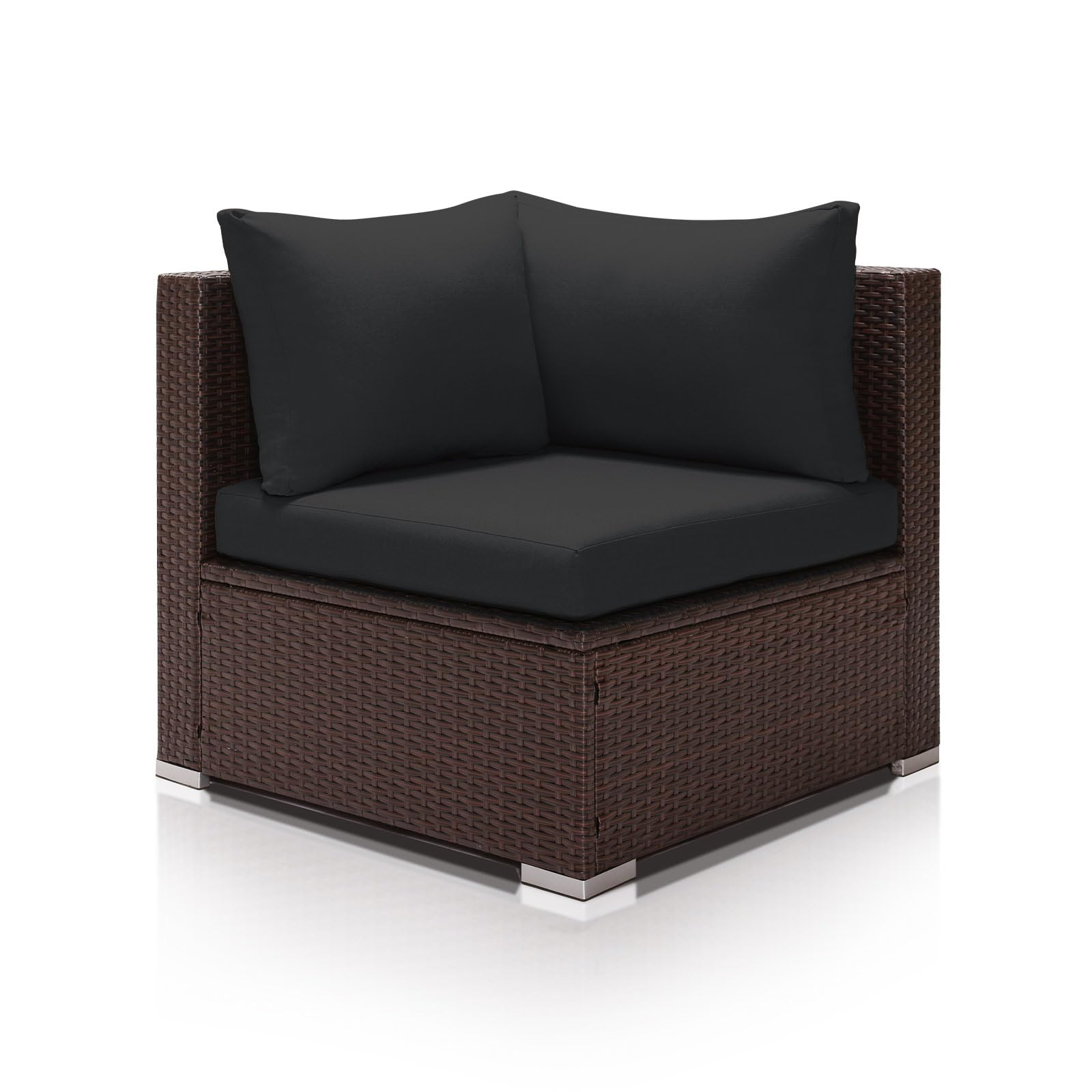 NICESOUL Modern Luxury All-Weather PE Wicker Modular Corner Sofa, Outdoor Patio Furniture Sofa Piece Brown Rattan Sectional Conversation Set for Backyard Terrace Deck Garden Sunroom, 2 Color Cushion