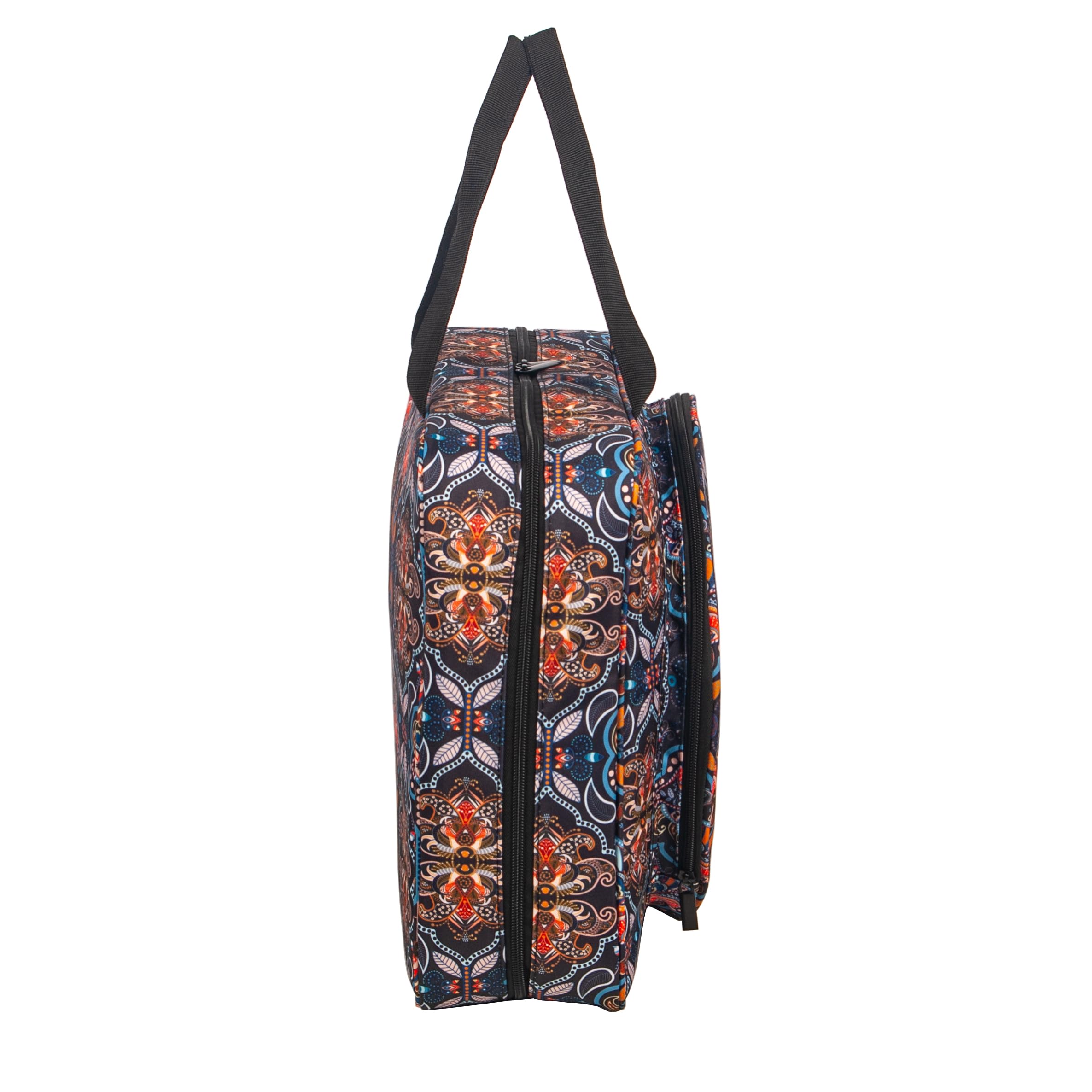 Remobia Hicol Portable Craft Kits Storage Bag Cross Stitch Starter Kits Bag Embroidery Project Bag Embroidery Tool Storage Tote Bag with Multifunctional Pockets, Bag Only (Colorful Pattern)