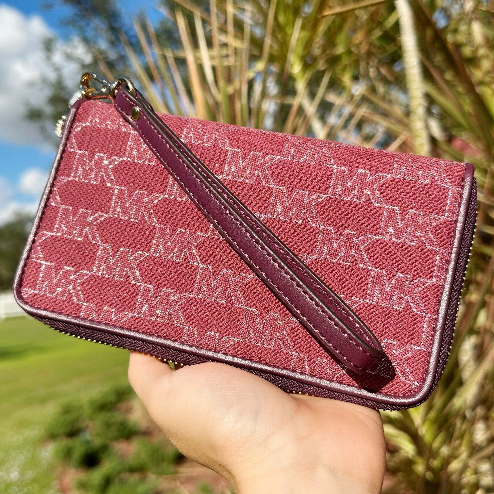 Michael Kors Jet Set Travel Large Phone Case Wristlet Wallet MK Mulberry Multi