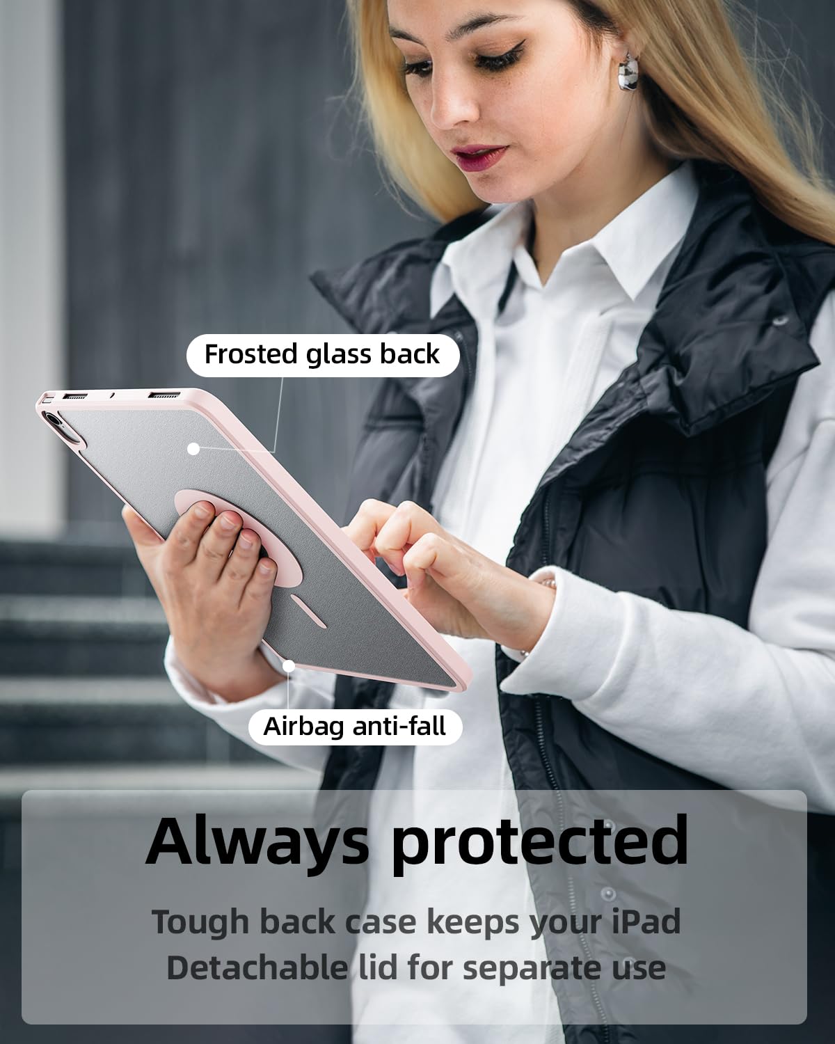 Marasone iPad Air 5th Generation Magnetic Case 2022 / iPad Air 4th 2020 Case 10.9 in Double-Layer Magnetic Folio Cover with Multiple Angles and Pencil Charging Support, Premium PU Leather(Pink)