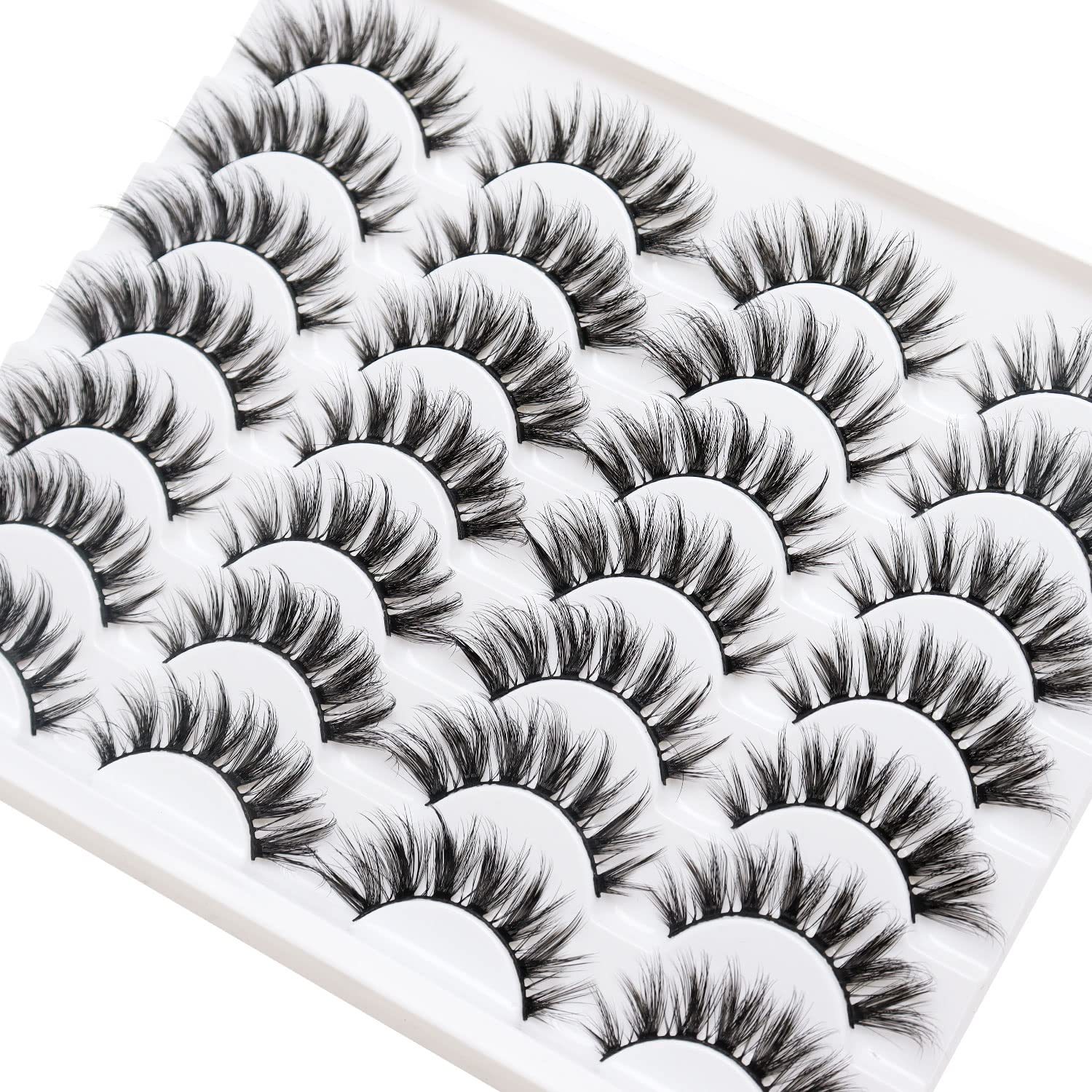 MilyBest Lashes Wispy False Eyelashes Fluffy Cat Eye Lashes Natural Look D Curl Lashes Mink Bulk Fake Eyelashes Extensions Pack