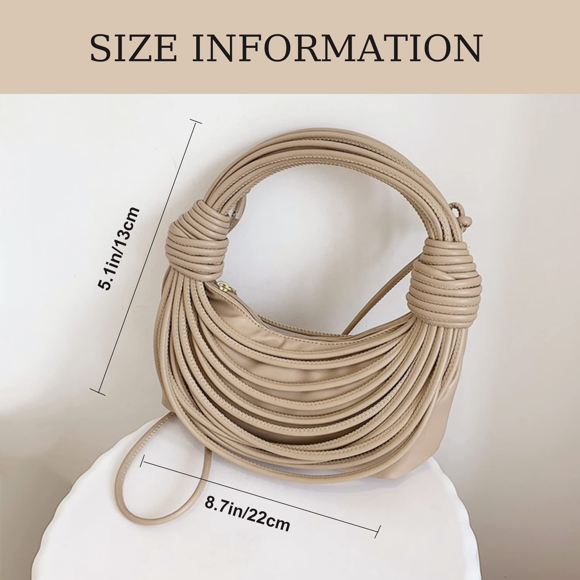 Knotted Underarm Bag for Women Ruched Hobo Handbag Noodles Top Handle Handbag Creative Hand-Woven Messenger Bag