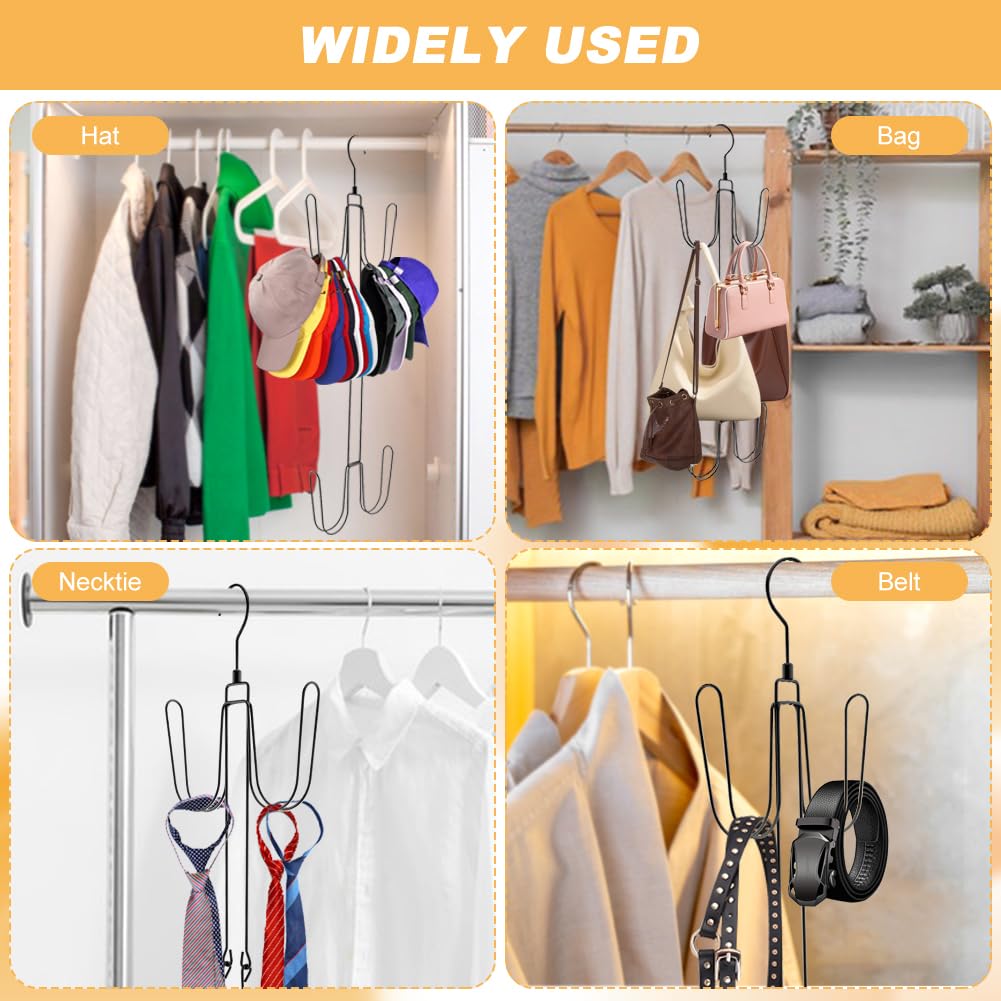 NINEFOX 2 Pack Hat Hanger, Hat Organizer for Baseball Caps, Stainless Steel Hat Rack for Hang, Cap Organizer, Hat Holder Storage for Bedroom, Closet Display