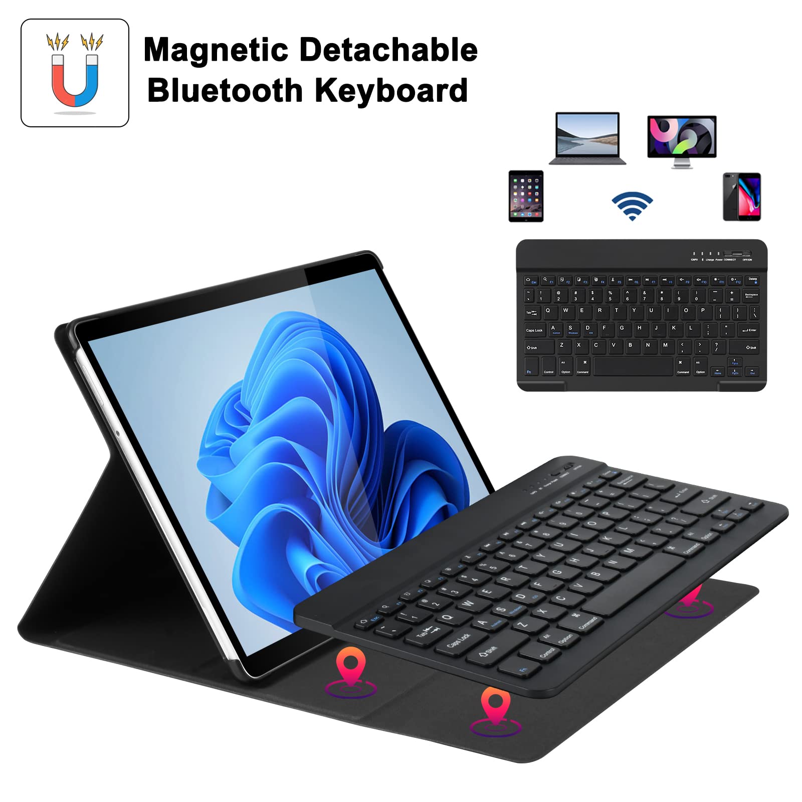 Keyboard Case for Microsoft Surface pro 8 13 inch 2021, Surface Pro 8 Protective Case with Detachable Wireless Bluetooth Keyboard for Surface Pro 8 13" Tablet