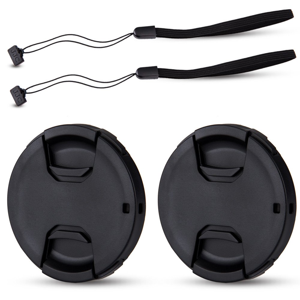 JJC 2-Pack 43mm Center Pinch Front Lens Cap Cover with Deluxe Lens Cap Keeper for Fuji Fujifilm XF 35mm f2, XF 23mm f2 for Canon RF 50mm f1.8 STM, EF-M 22mm f2 and Other Lenses with 43mm Filter Thread