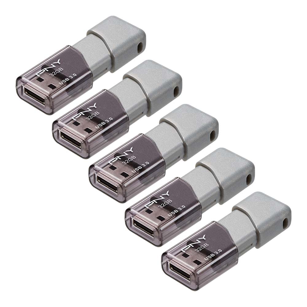 PNY 32GB Turbo Attache 3 USB 3.0 Flash Drive 5-Pack, Grey and SanDisk 128GB Ultra Dual Drive USB Type-C - USB-C, USB 3.1 - SDDDC2-128G-G46, Gray