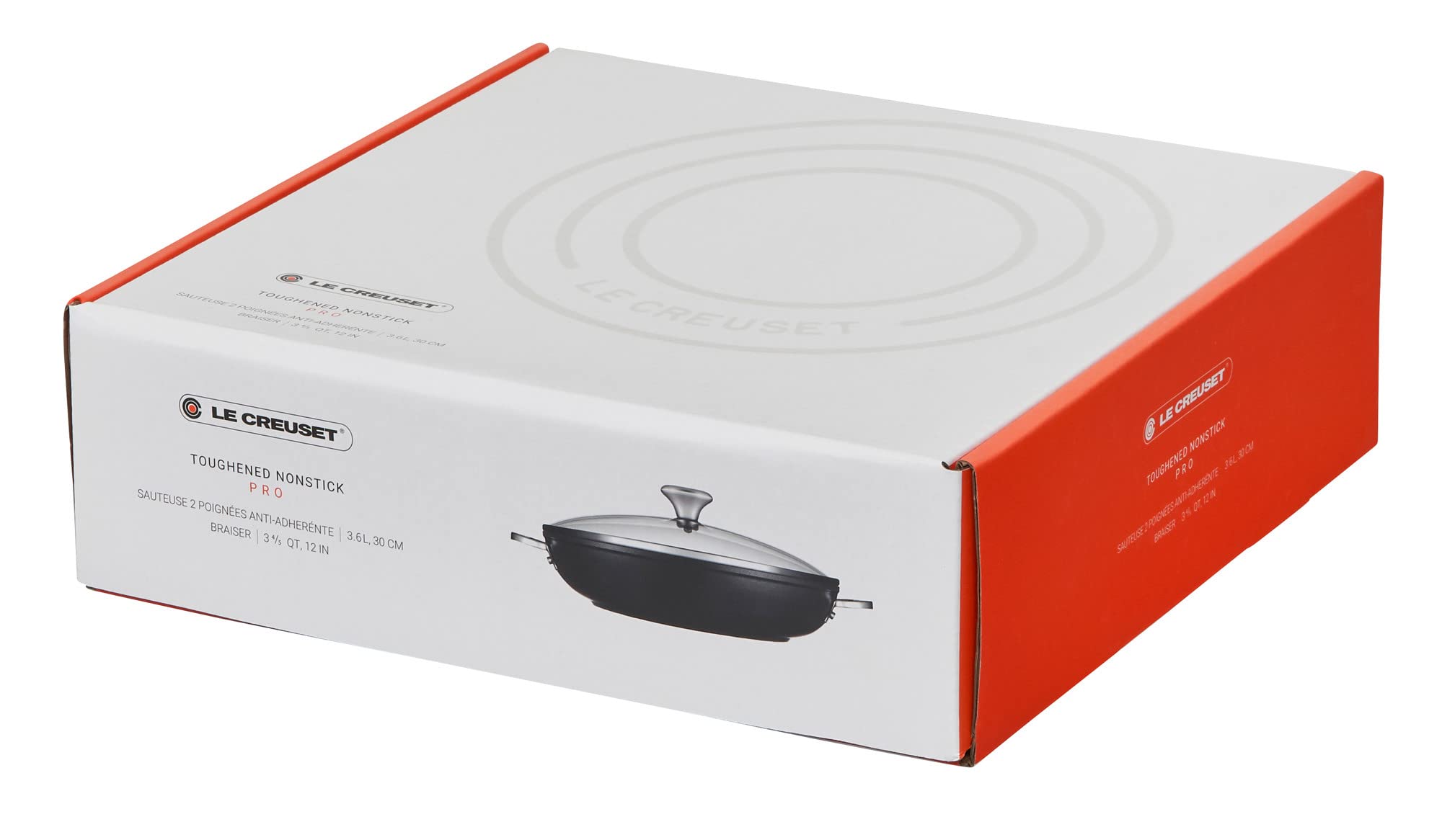 Le Creuset Toughened Nonstick PRO Shallow Casserole/Braiser with Glass Lid, 4 qt., Gray