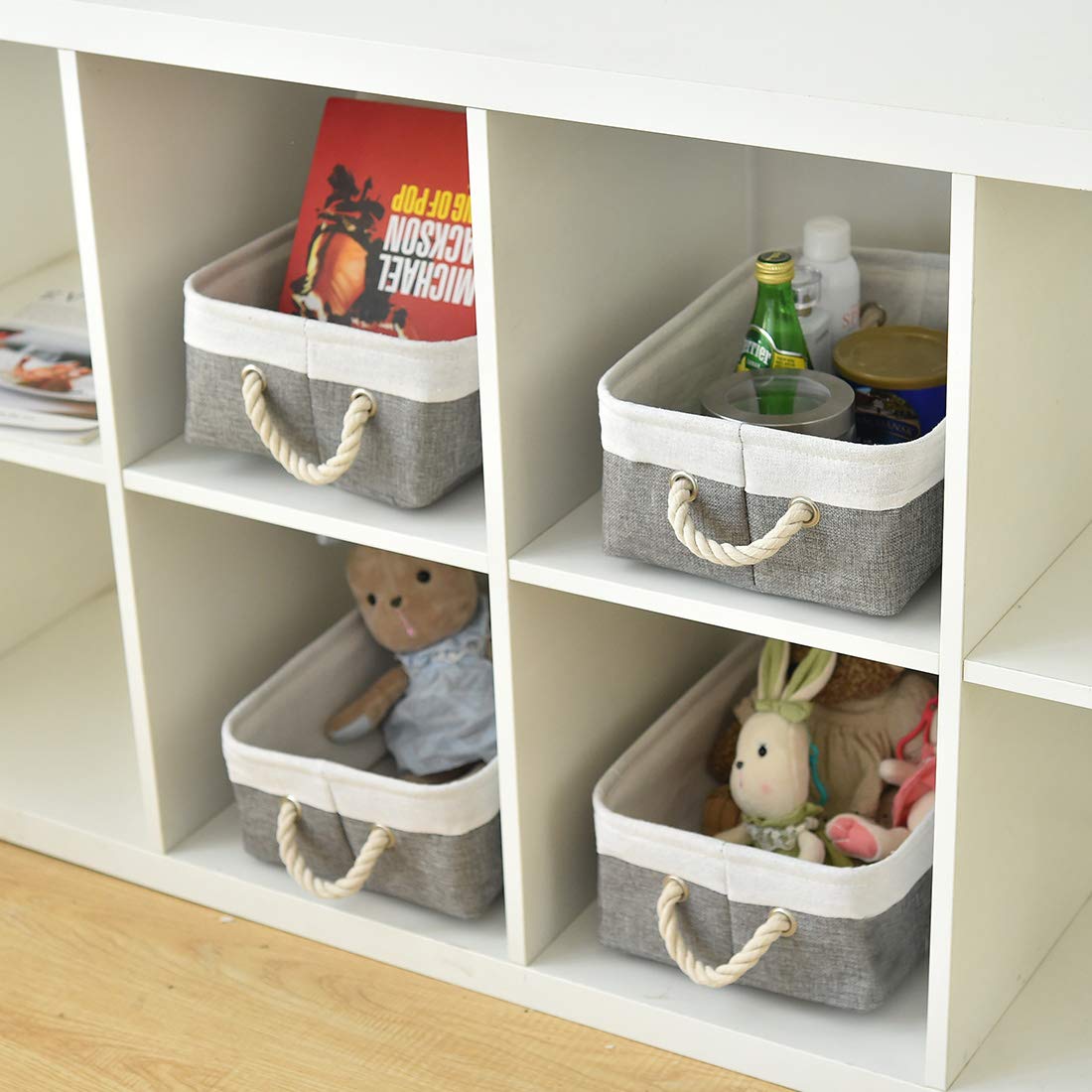 INough Dog Toy Box Gift Basket Pet Supplies Low Storage Basket for Dog Stuff Rectangle Dog Toys Bin Collapsible Small Basket for Closet, Baskets for Organizing Baby Kids (Rectangle)