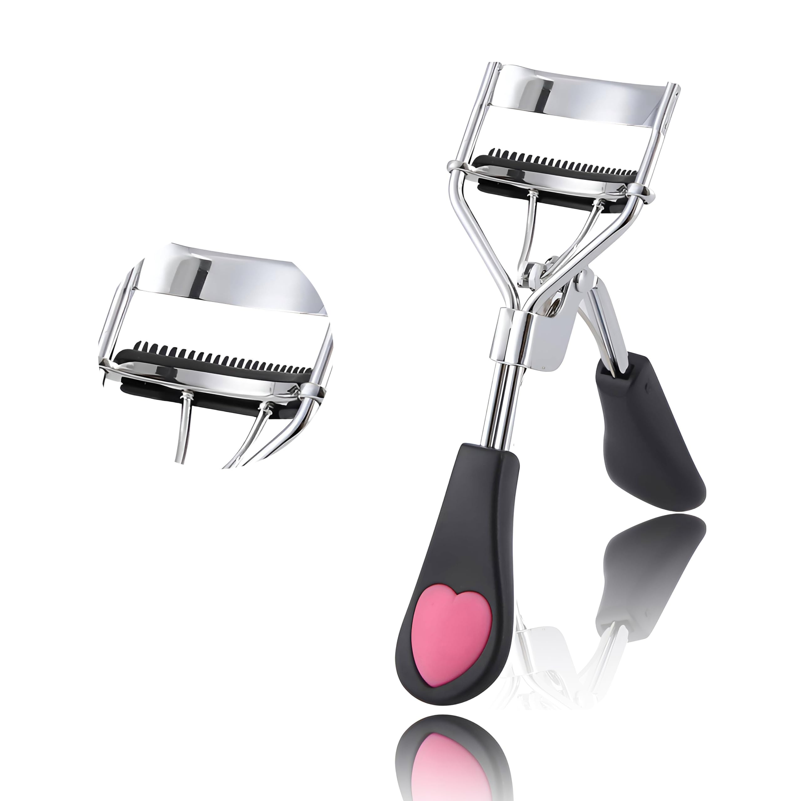 MICPANG Eyelash Curlers with Comb Built in Eye Lash Curler with Brush Mini Small Best Lash Tool Portable Compact Makeup Lash Separator Black and Pink (2 PCS)