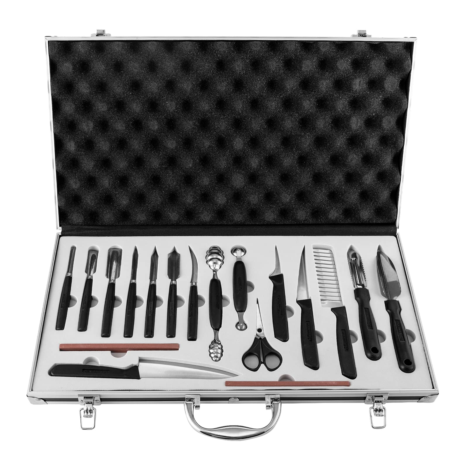 LOYALHEARTDY 18Pcs Fruit Carving Knife Set Professional Culinary Carving Tool Set Stainless Steel Culinary Sculpting Tools with Toolbox for Home Chef DIY