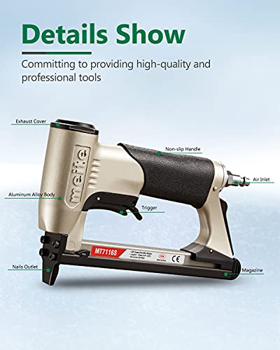 meite MT7116S Pneumatic Upholstery Stapler 22 Gauge 71 Series 3/8" Crown Industrial Fine Wire Stapler with Safety