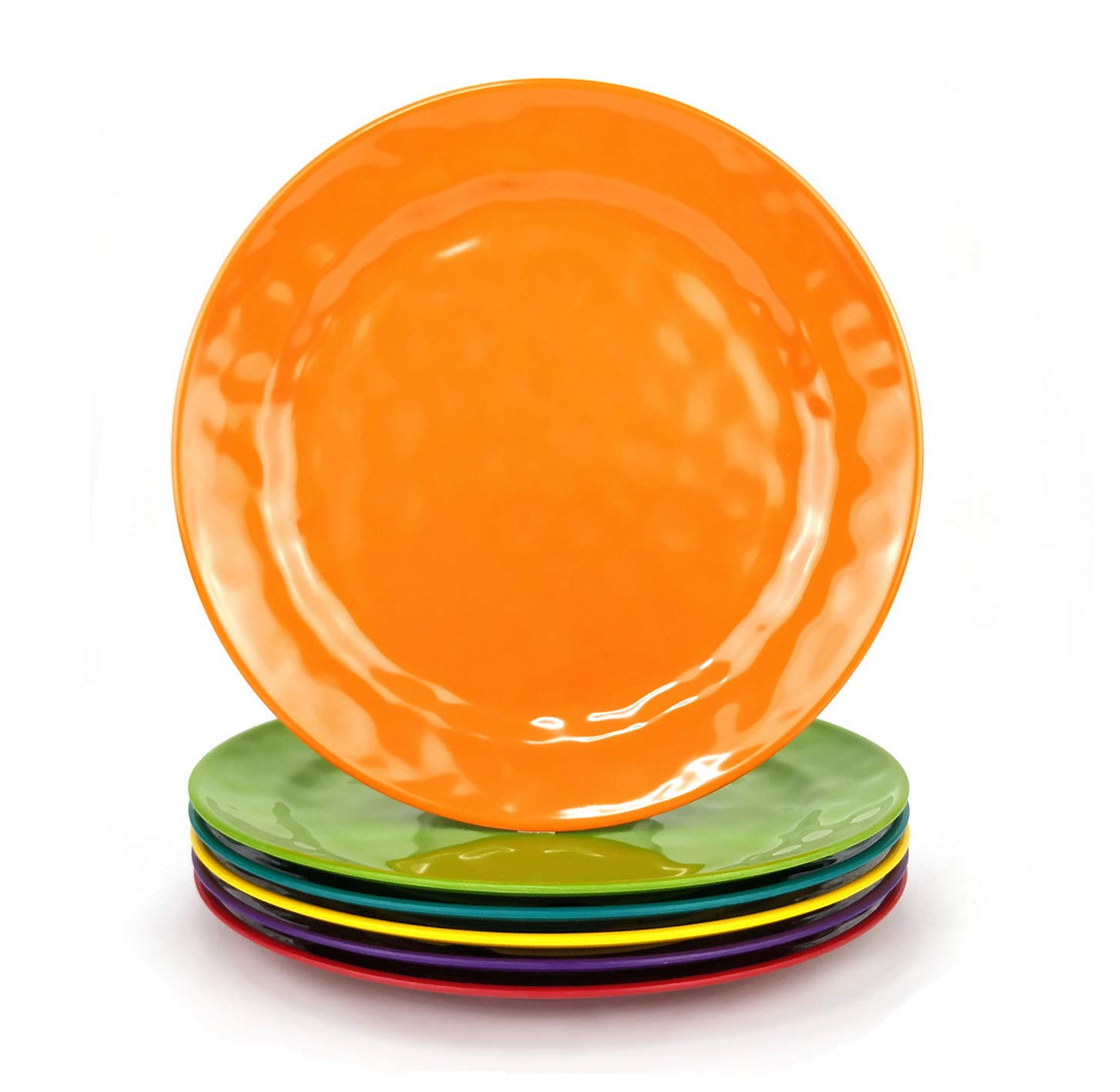 KX-WARE Melamine Plates set -10inch 6pcs 100% Melamine Dinner Plates for Everyday Use, Break-resistant and Lightweight, MultiColor