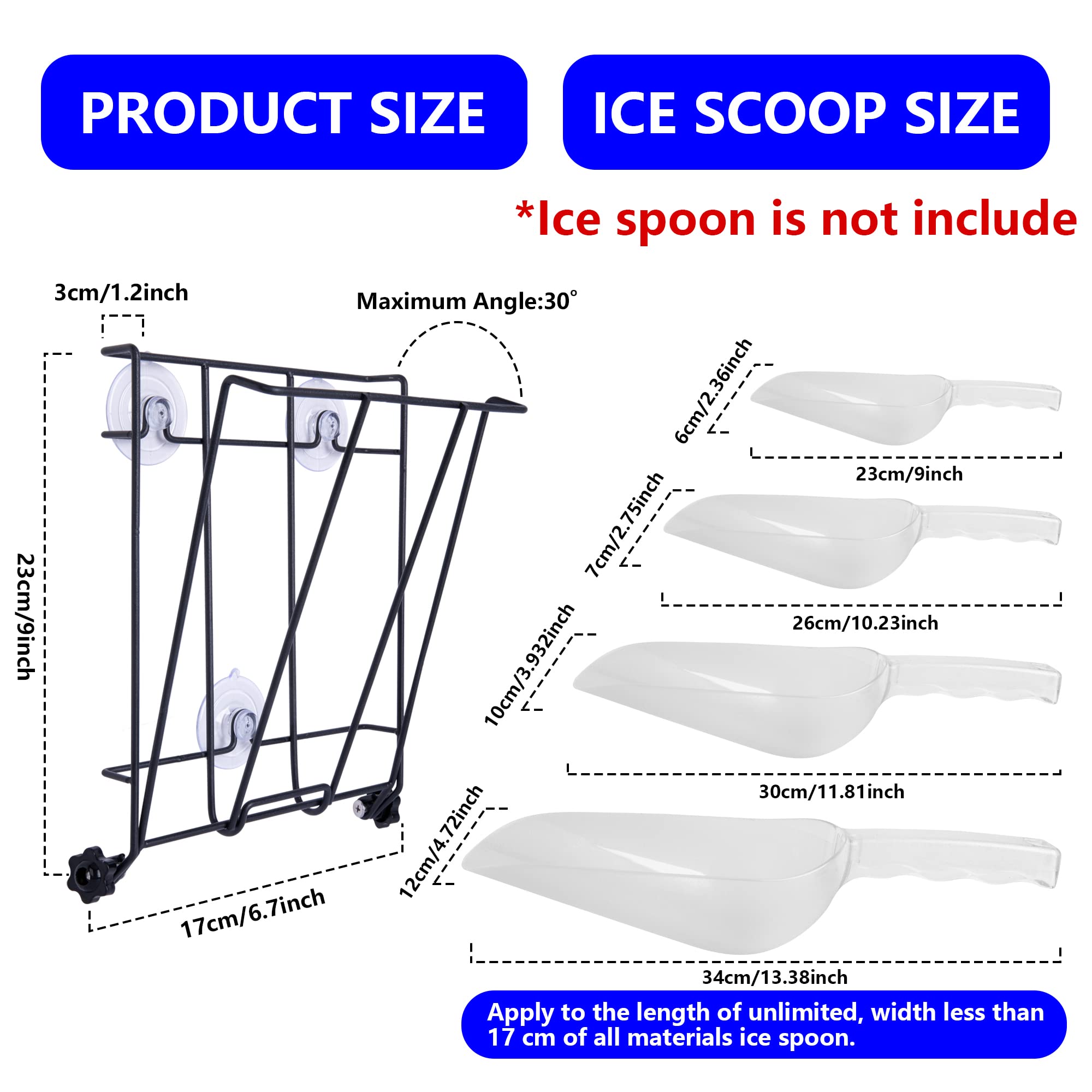 Ice Scoop Holder Foldable, Metal Heavy Duty Ice Maker Scoop Holder for Ice Maker Kitchen Freezer Bar Party Wedding, Large Capacity, Durable＆Easy Clean (Large)