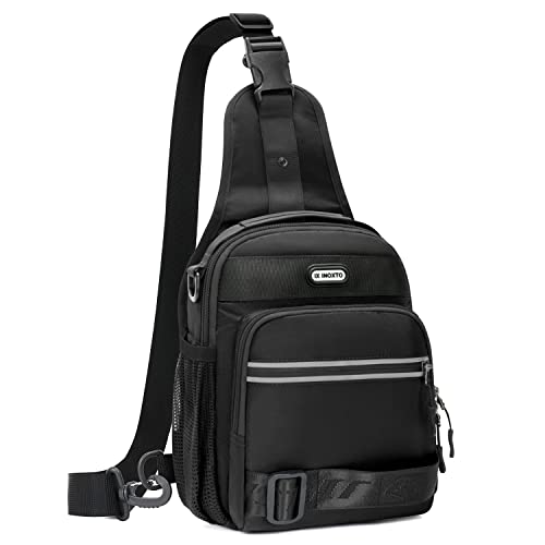 INOXTO Messenger Bag, Sling Bag for Men,Crossbody Backpack Shoulder Bag Hiking Daypacks Casual Sling Pack Handbag for Travel (8091-Black)